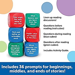 Learning Resources Reading Comprehension Cubes, 6 Colored Foam Cubes, Ages 6+, Multi-color, 1-5/8 L x 1-5/8 W in