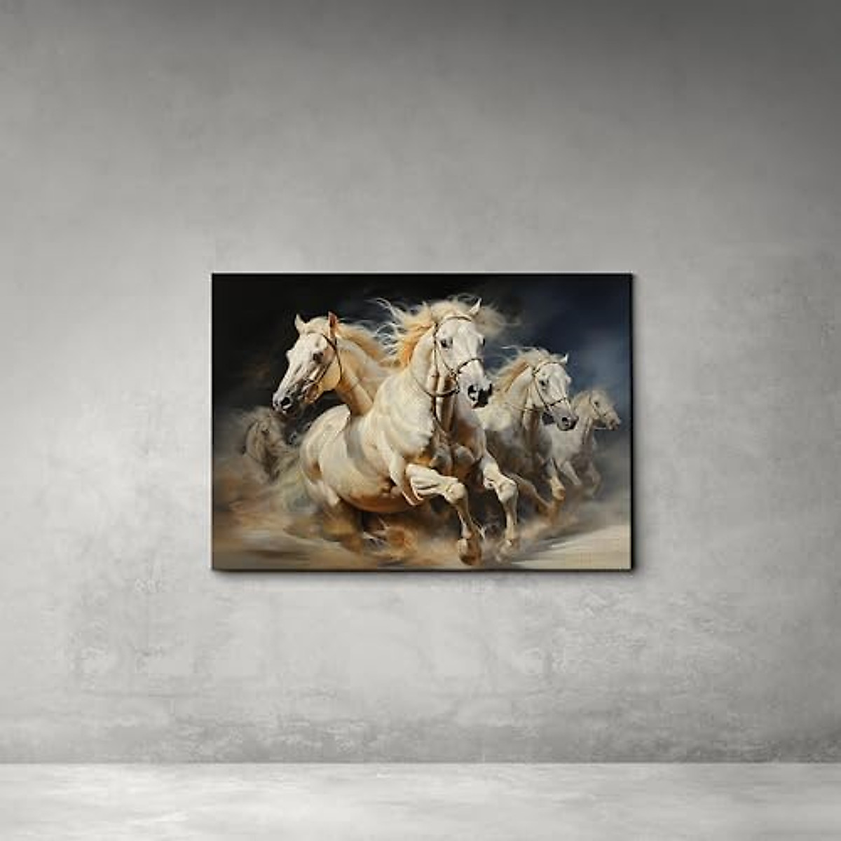 Majestic Black Stallion Galloping In The Clouds, Black Horse On Salt Flats, Canvas Print, Black Horse Print, Black Horse Wall Art