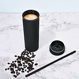 Modwnfy Skinny Tumblers Bulk, 16Oz Matte Black Tumblers with Lids and Straws, Reusable Pastel Acrylic Tumblers, Double Wall Plastic Tumblers for Cold Hot Drinks, DIY Tumblers Cups