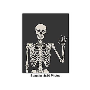 Skeleton Wall Art & Decor - Halloween Wall Decor - Gothic Home Decor - Goth Room Decor - Funny Skull Wall Decor - Pagan Gifts - Bedroom Dorm Man Cave - Men Boys Teens - Witchy Picture Poster Print