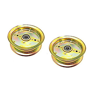 2 Heavy Duty Flat Idler Pulleys Compatible with Craftsman Poulan Husqvarna Pulley Number 539132728, 589766101, 589766102, 539131148, or 539112196