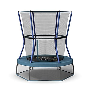 SKYWALKER TRAMPOLINES 48" Round, Indoor Outdoor Mini Trampoline for Kids Toddler Bouncer with Enclosure Net, Padded Frame, Cover and Handlebar, No-Gap Safe Design, Space Adventure