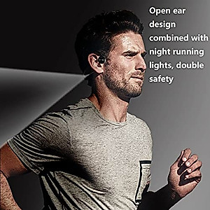 Bone Conduction Swimming Headphones IP68 Waterproof Earbuds Wireless Bluetooth 5.3 Open Ear Sport Headset Built-in Mic with 32G Memory and Night Running Lights for Running Cycling Swimming (Black)