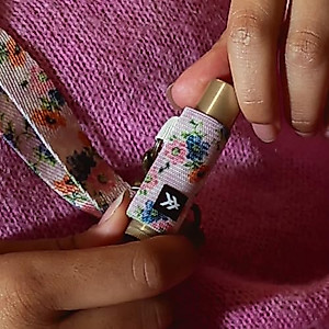 Thread Wallets Lip Balm Holder Keychain, Lip Gloss Holder Keychain, Lipstick Holder Keychain. Never Lose Your Lip Balm, Lip Gloss or Lipstick with Cute Elastic Lip Balm Keychain Holder (Off White)