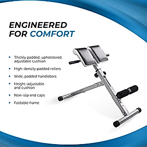 Stamina Hyperextension Bench 2014 - Adjustable and Foldable Exercise Bench Roman Chair with Smart Workout App - Up to 250 lbs Weight Capacity