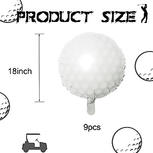 HILAVO 9PCS Golf Balloons, 18Inch Sports Balloons Aluminum Foil Balloons for Golf Themed Party Decorations, Birthday Sports Graduation Party Supplies
