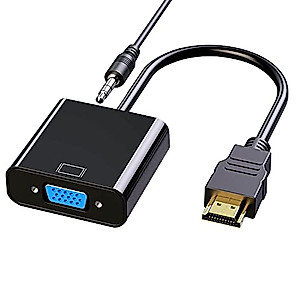 OUYFBO HDMI to VGA Adapter with Audio Gold-Plated HDMI Male to VGA Female Converter Compatible for Computer, Desktop, Laptop, PC, Monitor, Projector, HDTV, and More - Black