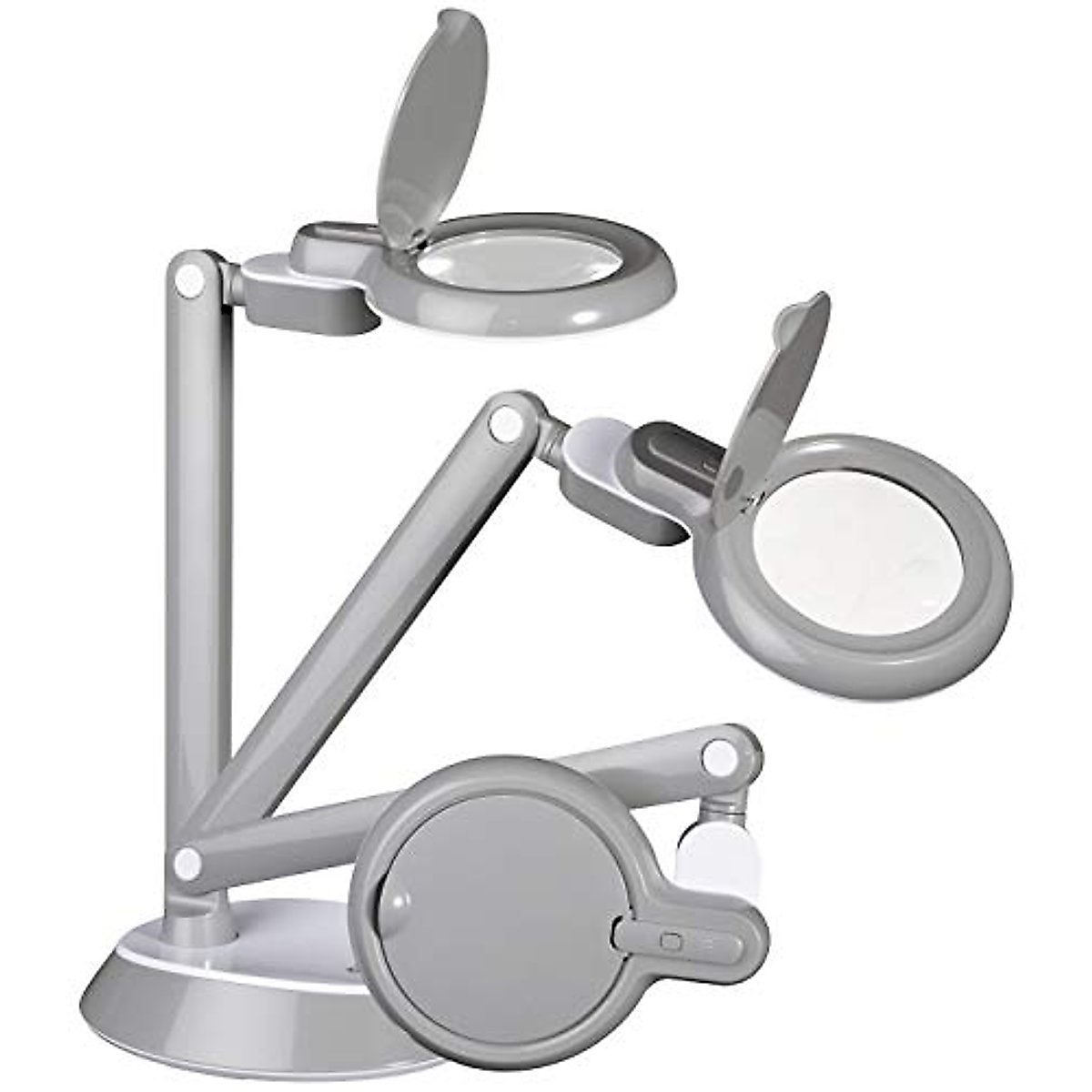 OttLite LED Space Saving Magnifier Desk Lamp – Optical Grade Magnification, Adjustable Arm, Pivoting Head, Portable to Travel, for Crafting & Needlework
