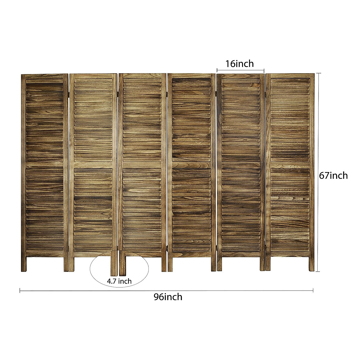 Babion 6 Panel Room Dividers, Wood Room Divider Screen, Room Dividers and Folding Privacy Screens, Folding Portable Partition Screen, Modern Bedroom Decoration(Dark Brown)