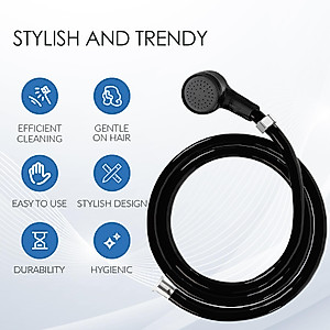 Bathtub Faucet Sprayer Attachment - Portable Shampoo Bowl Sink Shower Head and Black Rubber Hose Replacement Part for Salon, Barber Shop, Spa, Rehab
