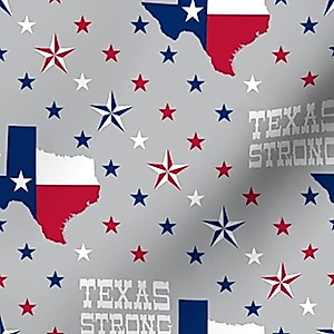 Spoonflower Fabric - Texas Strong White Blue Star Red Cowboy Patriotic Gray State Pride Printed on Petal Signature Cotton Fabric Fat Quarter - Sewing Quilting Apparel Crafts Decor