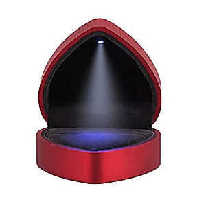 Lexon LED Diamond Ring Box Jewelry Wedding Engagement Proposal Lighted Ear Ring Pendant Case (Red Heart)