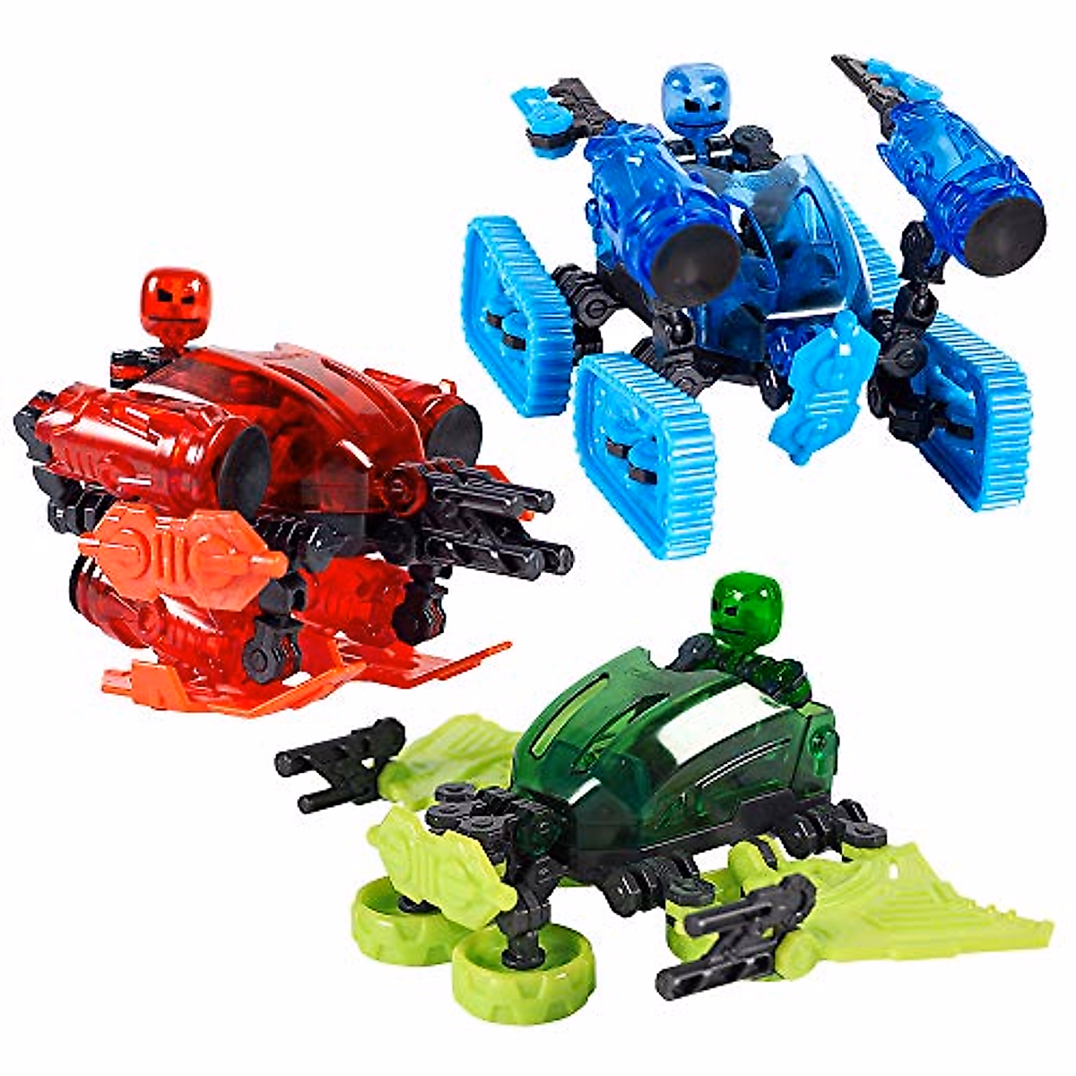 Zing Klikbot Megabots – Pack of Three – Green, Blue and Red - Toy Figures with Unique Accessories – for Kids 8 Plus