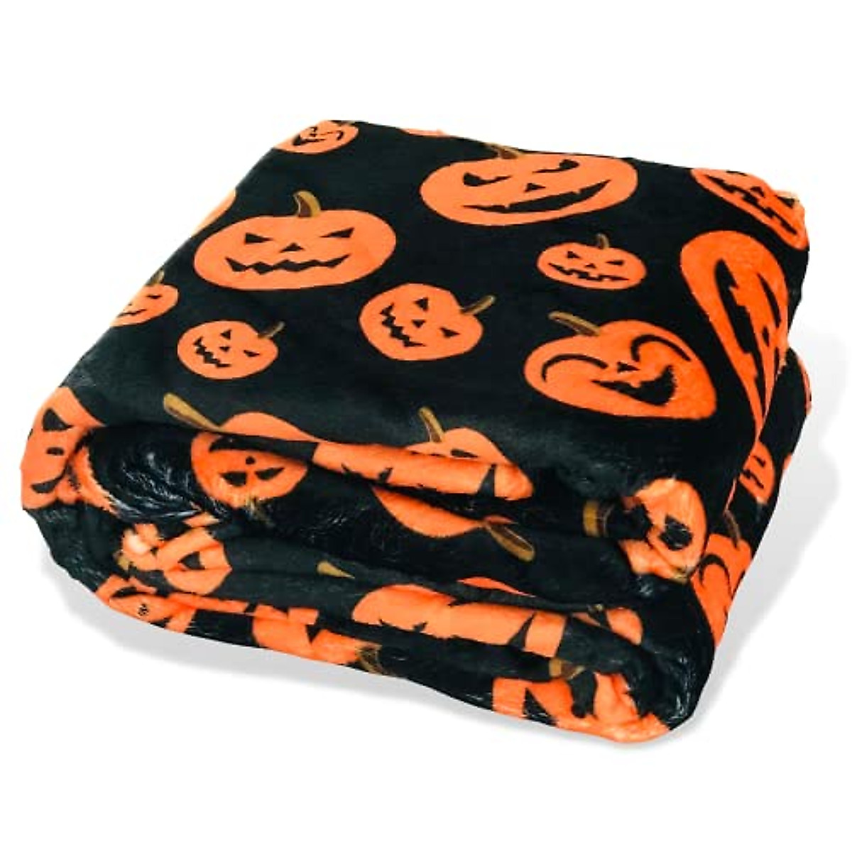 Serafina Home Halloween Throw Blanket: Spooky and Fun Jack's Family Pumpkin Print on Velvet Fleece for Sofa Bed Couch Chair Dorm