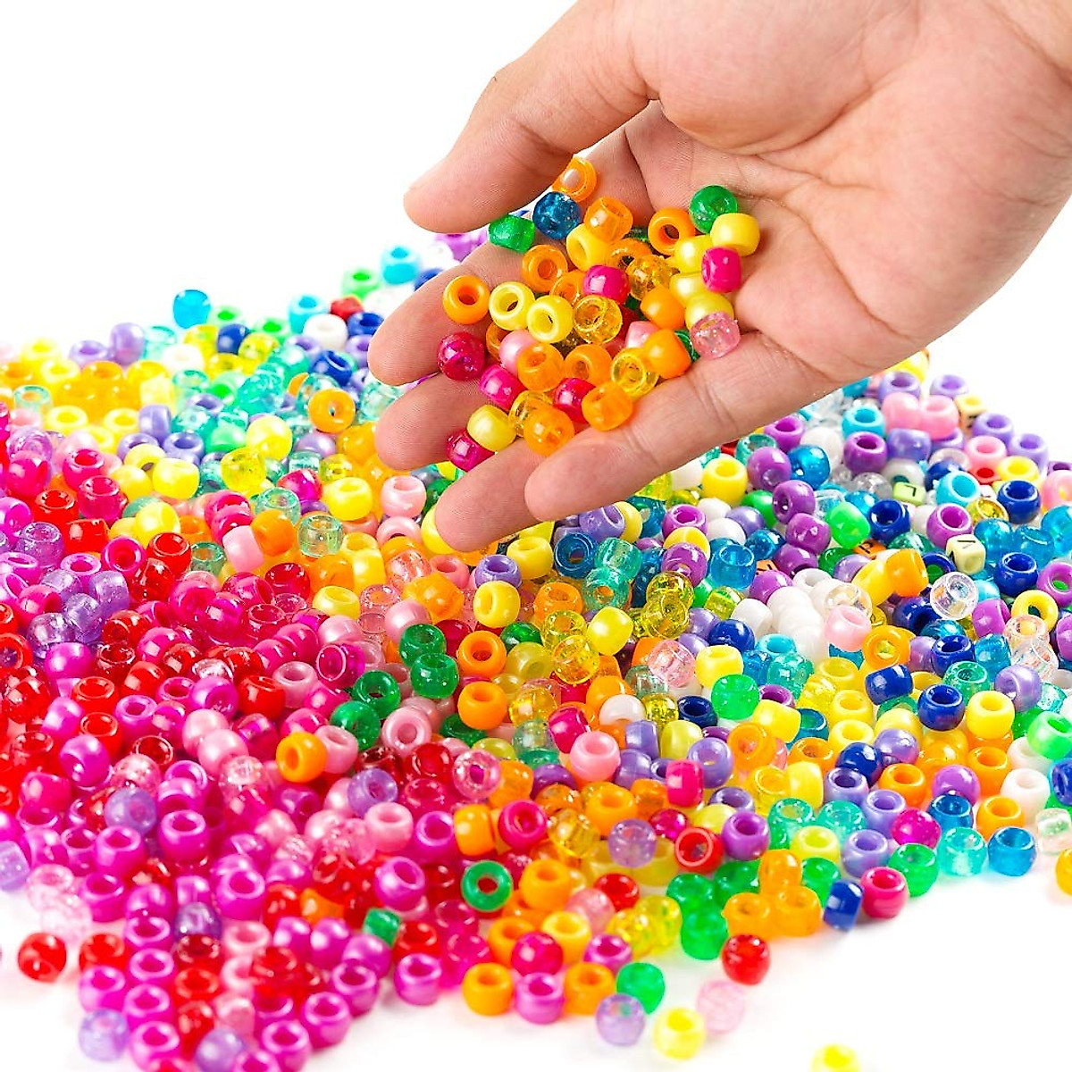 Pony Beads, 3,300 pcs 9mm Pony Beads Set in 23 Colors with Letter Beads, Star Beads and Elastic String for Bracelet Jewelry Making by INSCRAFT
