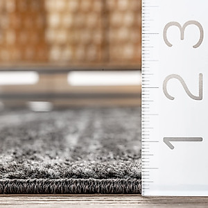 nuLOOM 2x12 Thigpen Contemporary Area Rug, Charcoal, Abstract Lines, Non-Slip Backing, Stain Resistant, For Bedroom, Dining Room, Living Room, Hallway, Office, Kitchen, Entryway