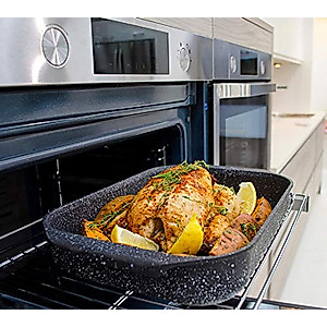 S·KITCHN Set of 3 Nonstick Roasting Pan Baking Dishes for Lasagna, Casserole and Bread Baking Pan, Large & Deep Lasagna Pan with Handles