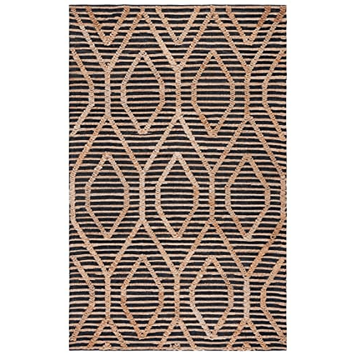 Safavieh Natural Fiber Collection Accent Rug - 3' x 5', Black & Natural, Flat Weave Farmhouse Geometric Jute Design, Ideal for High Traffic Areas in Entryway, Living Room, Bedroom (NF378Z)