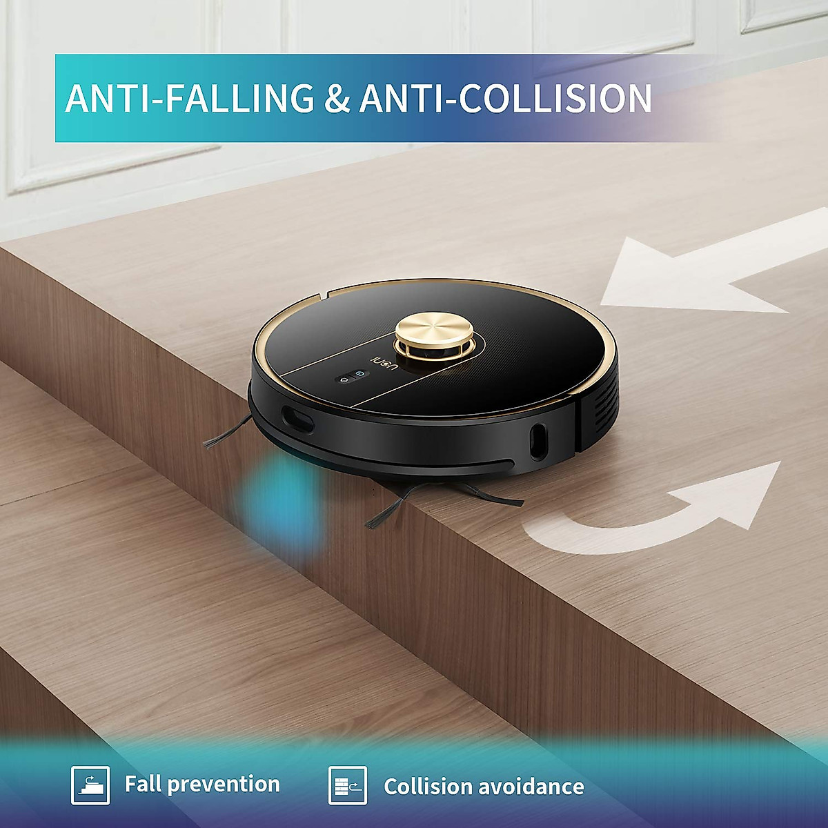 UONI V980Plus Robot Vacuum Cleaner and Mop Combo with LIDAR Mapping Technology - 2700Pa Strong Suction Slim Design Self-Charging 5200mAh Robotic Vacuums Ideal for Pet Hair Hard Floor Carpets