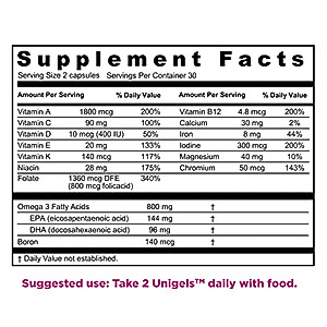 OhMyVit! for Ellas Womens Multivitamin Unigel – 60Pcs Softgels Multi Vitamins Supplements for Women – 15 Vitamins and Minerals Support Hormonal Balance, Bone Health