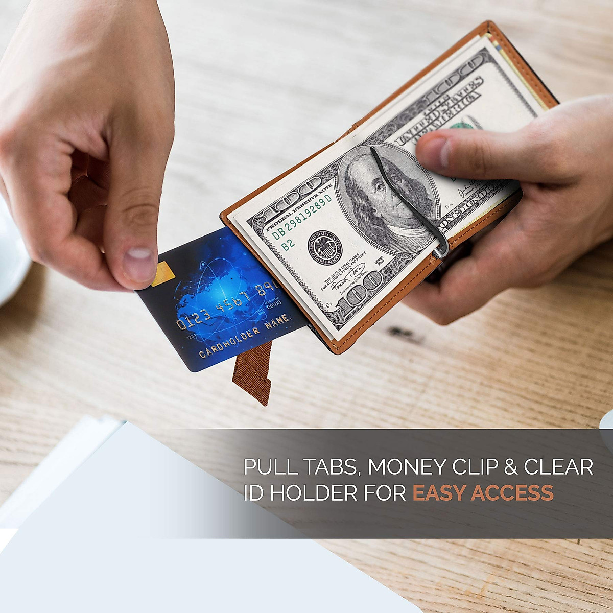 PRIMOXE RFID Blocking Bifold Slim Vegan Leather Minimalist Front Pocket Wallets for Men Money Clip