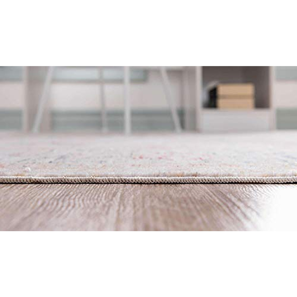 Unique Loom Noble Collection Country, Traditional, Distressed, Vintage, Botanical, Border Area Rug, 5' 1" x 7' 10" Rectangle, Ivory/Blue