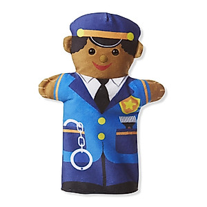 Melissa & Doug Jolly Helpers Hand Puppets (Set of 4) - Construction Worker, Doctor, Police Officer, and Firefighter - Role Play Hand Puppets, Soft Hand Puppets For Toddlers Ages 2+