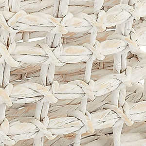 mDesign Woven Hyacinth Hanging Wall Mount Storage Organizer Basket - Rustic Hangable Mounted Market Baskets for Kitchen, Bathroom, Shelf - Holds Floral, Food, and Mail - Set of 2 - White Wash