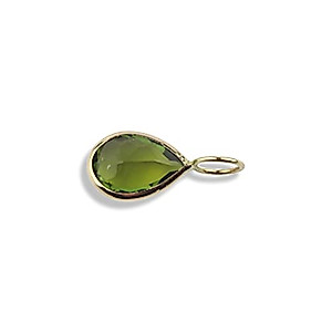 Green Tourmaline Charm 7.5x5.5 Pear Handmade in 14k Yellow Gold 0.90 Carats