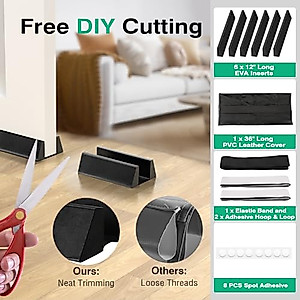 Lewondr Door Draft Stopper 36 Inch Waterproof Under Door Draft Noise Blocker Soundproof Cuttable Trapezoid Strong Adhesive Weather Stripping Door Seal Under Door for Reduce Dust Air Door Sweep, Black