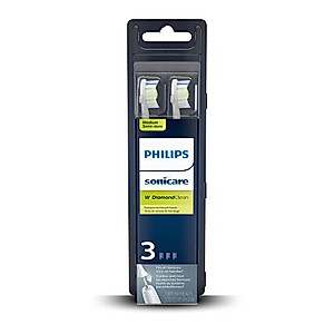Philips Sonicare Genuine W DiamondClean Replacement Toothbrush Heads, 3 Brush Heads, White, HX6063/65