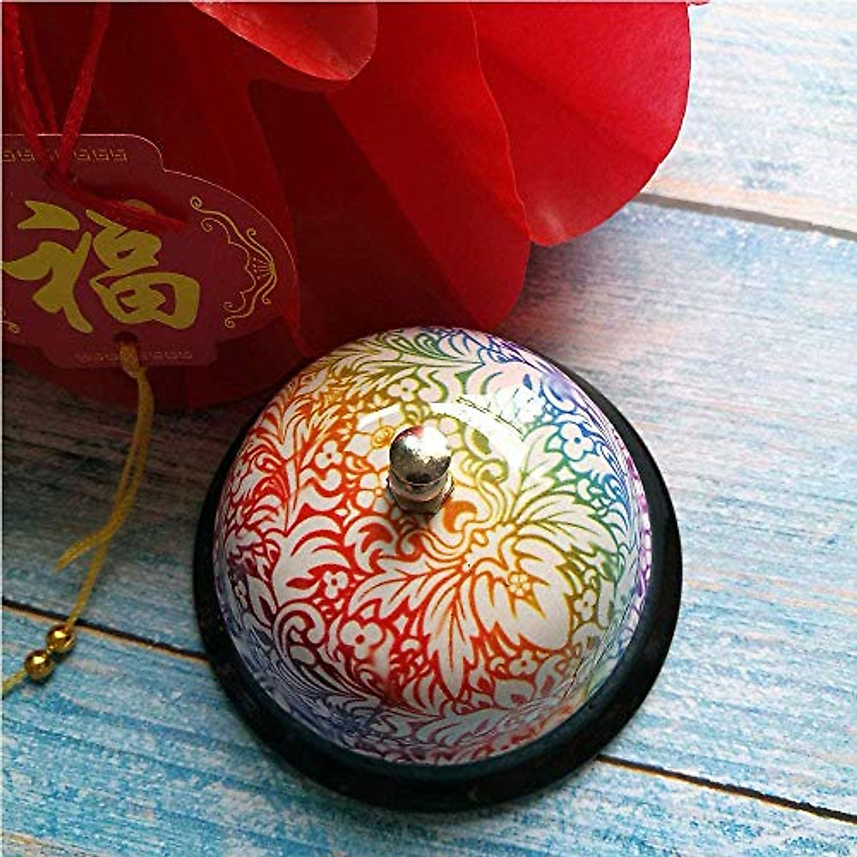 Floral Bell Ringers for Teachers - Front Desk Bell for Hotel, Restaurant Reception Desk Bell for Service - Classroom Bell Ringer Attention Bell - Ringer Bell to Ring for Service Bell for Desk KSI