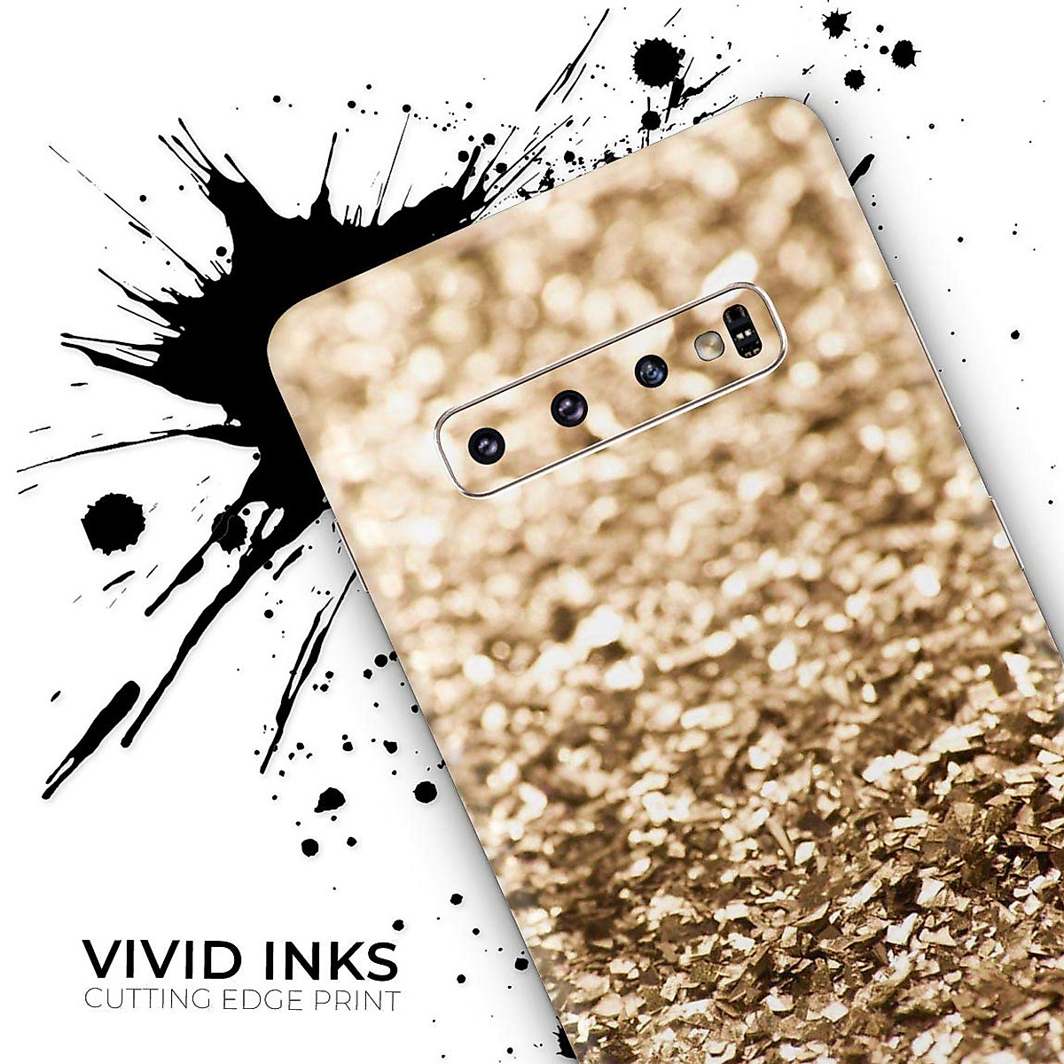 DesignSkinz Gold Glimmer V2 Protective Vinyl Decal Wrap Skin Cover Compatible with The Samsung Galaxy S20 (Screen Trim & Back Glass Skin)
