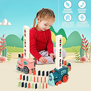 DAWUSU 200 PCS Automatic Domino Train Toy Set,Fun Domino Games for Kids,Domino Games for Boys and Girls Age 3-8