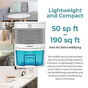 aerbyon DH900 Energy Efficient Dehumidifier 190 sq.ft coverage with Auto Turn Off at Full Tank, 30oz Portable, Lightweight, and Quiet dehumidifier for use in Home, Bedroom, Bathroom, Closet, Kitchen, 2-year warranty