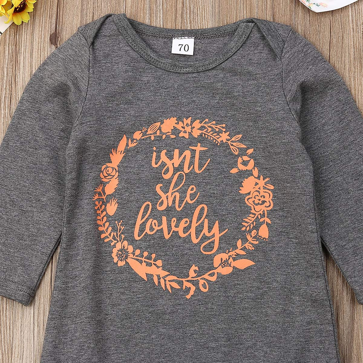 Qiylii Newborn Baby Girl Isn't She Lovely Floral Nightgowns Headband Sleepwear Sleeping Bag (0-3 Months, Gray)