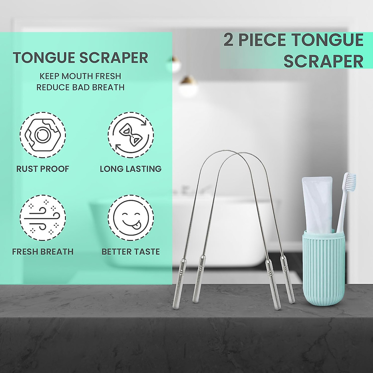 Dale Audrey Tongue Scraper for Adults | Professional Flexible Metal Tongue Brush for Oral Care | Stainless Steel Tongue Cleaner, Help Fight Bad Breath, Easy to Use, Fresh Breath