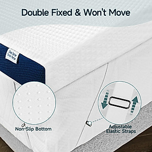 4 Inch Queen Size Gel Memory Foam Mattress Topper with Ice Silk Touch Cover, High-Density Bamboo Charcoal Foam Mattress Bed Topper, Washable Cover Pressure Relief, Soft Firmness CertiPUR-US Certified