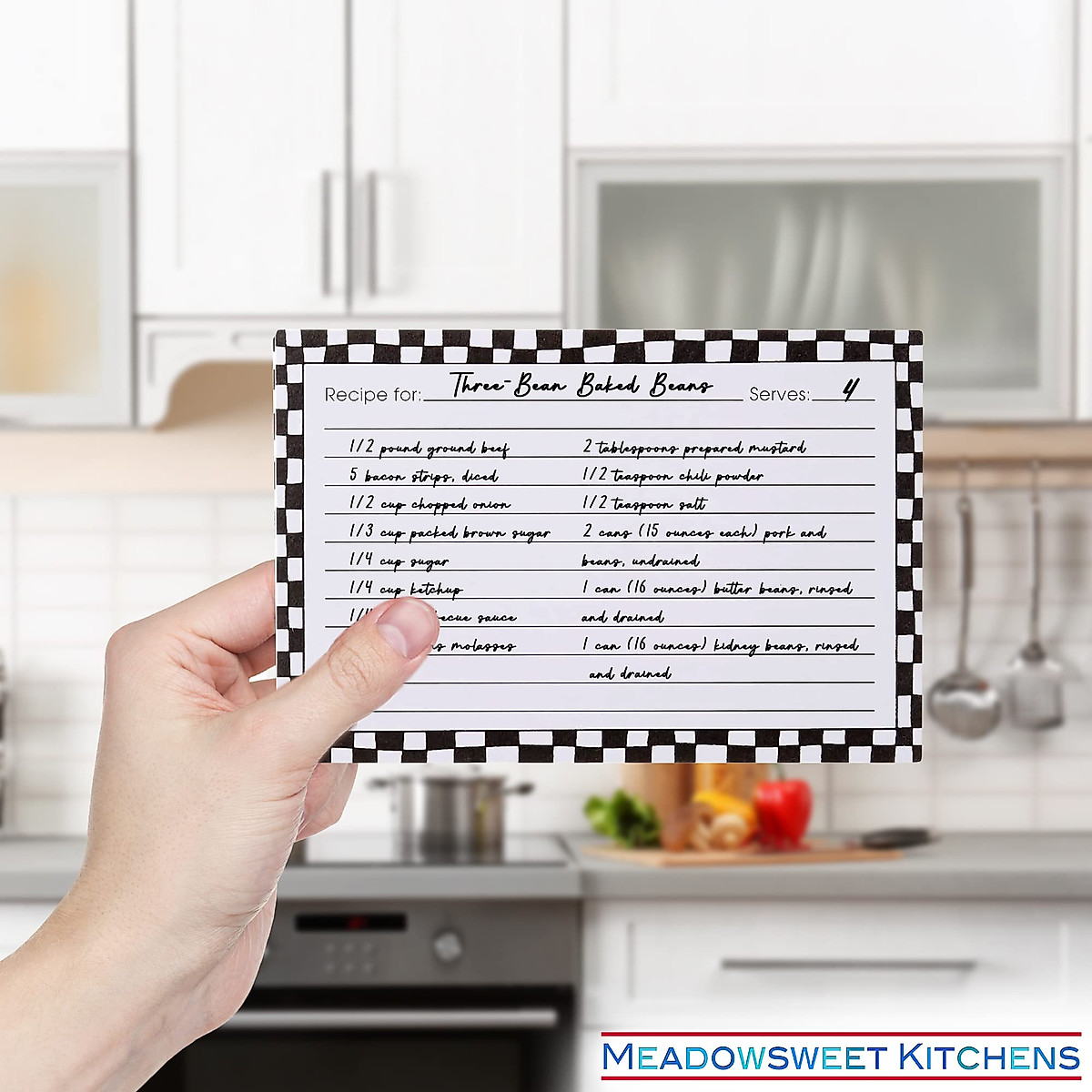 Meadowsweet Kitchens Recipe Card Set - 25 Double Sided Recipe Cards 4 x 6 Inch, Perfect Size Blank Cards for a Recipe Card Box, Make Your Own Personalized Recipe Book - Abstract Café