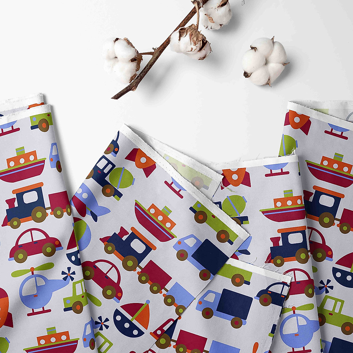 Bacati - 2 Pack Crib Fitted Sheets - Transportation Print Breathable 100% Cotton Percale Baby Sheets - Fits Standard 28 x 52 X 5 inches Crib & Toddler Mattresses