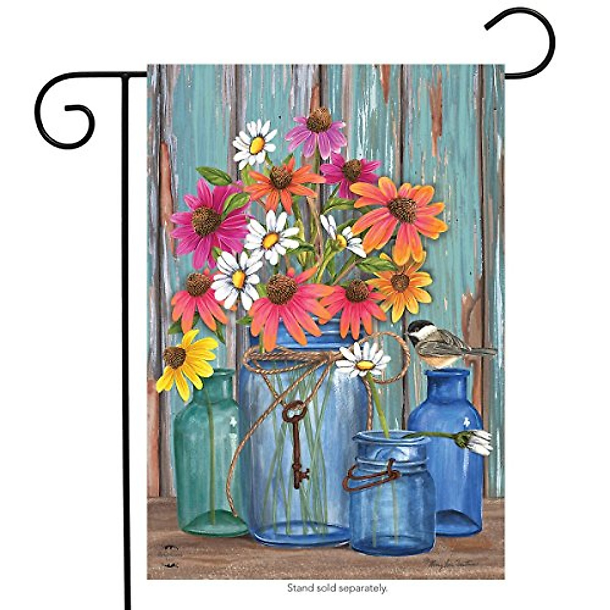Farm Fresh Flowers Spring Garden Flag Mason Jars 18" x 12.5" Briarwood Lane
