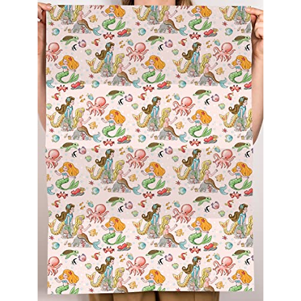 CENTRAL 23 Girls Wrapping Paper For Birthday Baby Shower - 6 Gift Wrap Sheets - Underwater - Mermaid Wrapping Paper - Comes With Fun Stickers