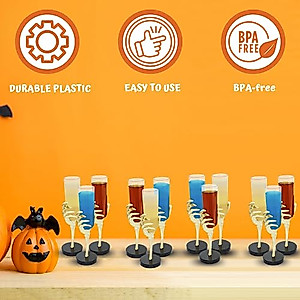 4E's Novelty Skeleton Hand Flutes 12 Pack - Premium Clear Plastic Halloween Champagne Cocktail Goblets (2.7oz) Halloween Cups Wine Shot Glasses Set for Party Supplies Decoration
