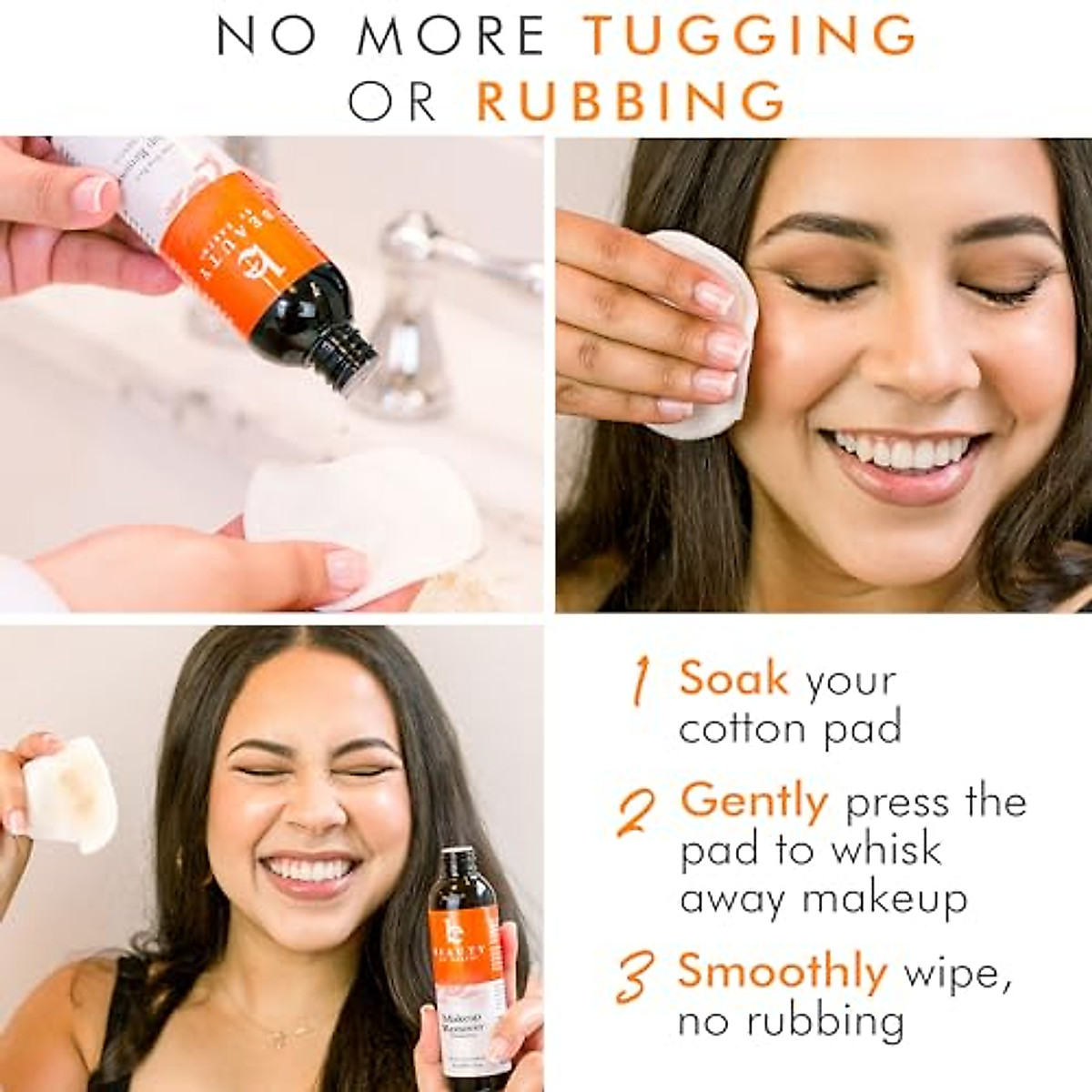 Makeup Remover - USA Made with Natural & Organic Ingredients Face and Eye Make Up Remover, Use with Wipes or Cotton Pads, Gentle Non-Greasy Makeup Remover for Dry, Oily and Sensitive Skin Types