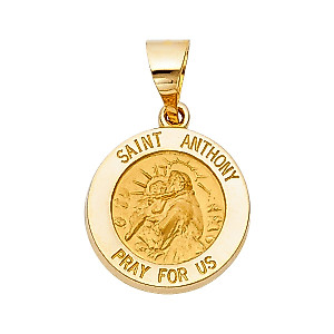 TGDJ 14k Yellow Gold Religious St. Anthony Pendant