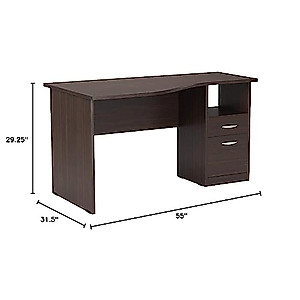 Inval America Curved Top Desk, Espresso-Wenge/Silver