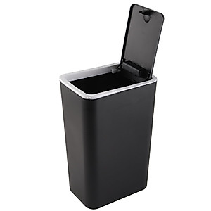 Trash Can, Household Garbage Cans Sealed Large Capacity Odorless with Press Top Plastic Trash Bin for Home Kitchen Living Room Bathroom (Black)