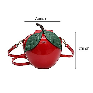 123Arts Fashion Apple Shape PU Leather Handbag Cartoon Shoulder Bags Purse - Red / Green, 191910cm