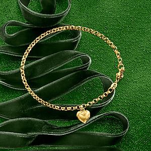Ross-Simons Italian 18kt Yellow Gold Heart Charm Bracelet. 6.25 inches