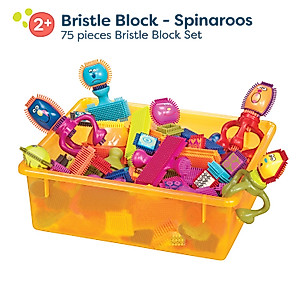 B. toys- Bristle Block Spinaroos - Creative Building Block Playset- 75 pcs- The Official Bristle Blocks - Toy Building Blocks for Toddlers